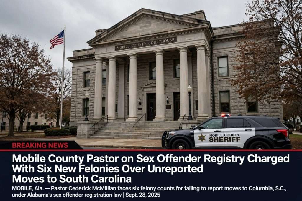 Mobile County Pastor Faces Six Sex Offender Registration Charges